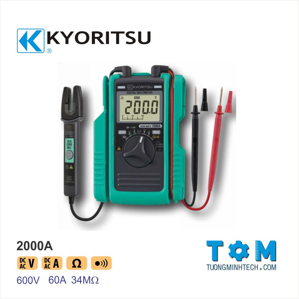 Đồng hồ vạn năng Kyoritsu 2000A 600V Nhật, VOM, Đồng hồ đo điện Nhật